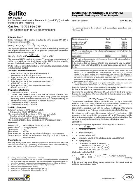 Sulfite - Food Diagnostics