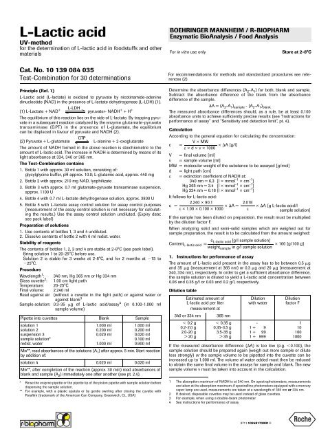 L-Lactic acid assay control solution - Food Diagnostics AB