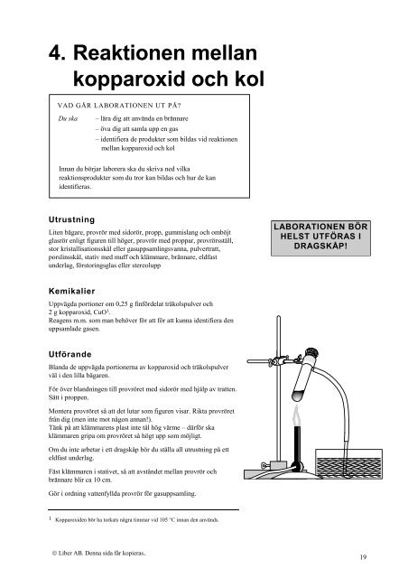 4. Reaktionen mellan kopparoxid och kol - Liber AB