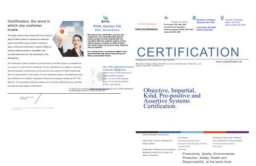 CERTIFICATION of Management systems