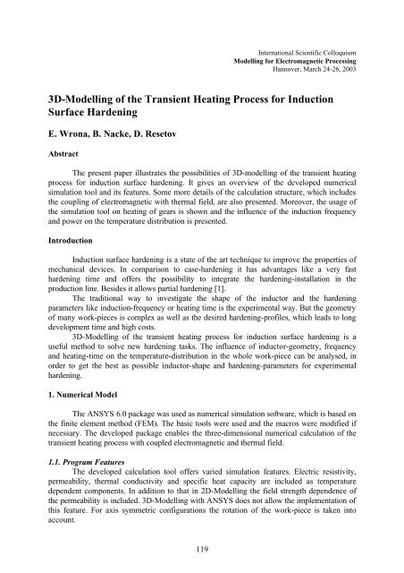 3d Modelling Of The Transient Heating Process For Induction Surface