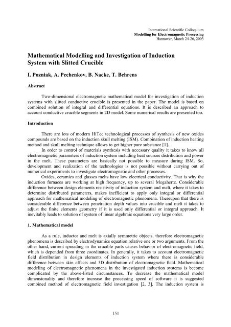 Mathematical Modelling and Investigation of Induction System with ...
