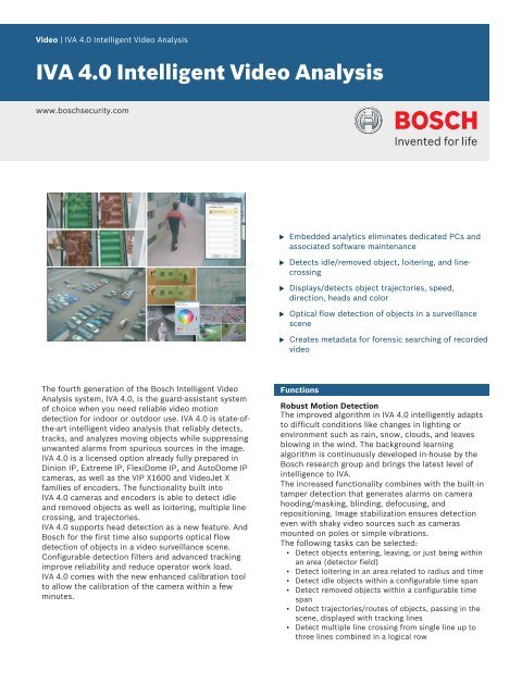 IVA 4.0 Intelligent Video Analysis - Bosch Security Systems