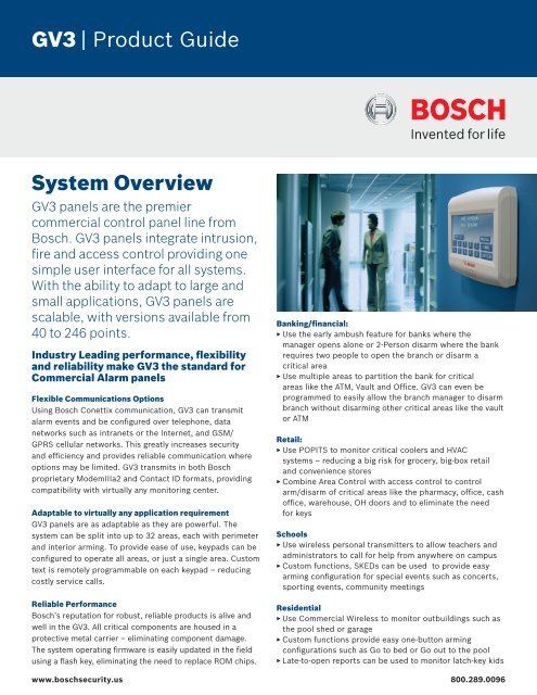 System Overview GV3 | Product Guide - Bosch Security Systems
