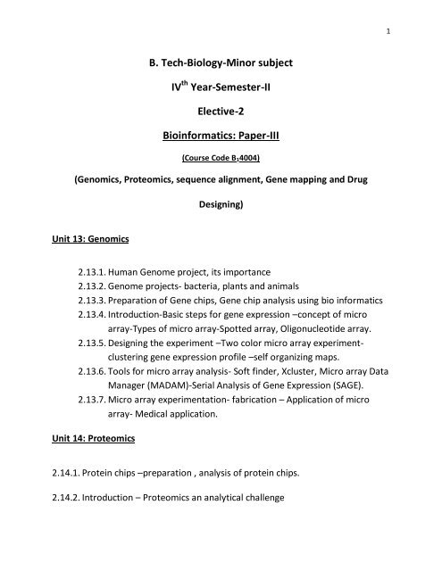Genomics Proteomics Sequence Alignment Gene Mapping Rgukt