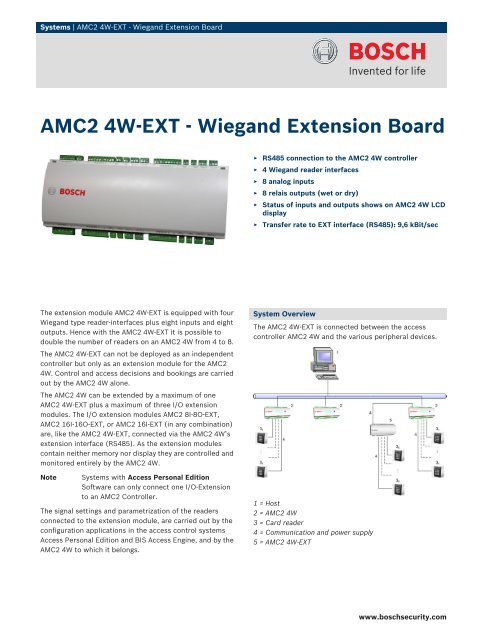 AMC2 4W-EXT - Wiegand Extension Board - Bosch Security Systems