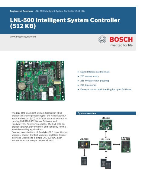 LNLâ 500 Intelligent System Controller (512 KB) - Bosch Security ...