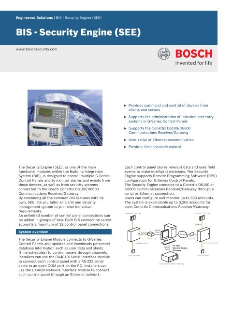BIS - Security Engine (SEE) - Bosch Security Systems