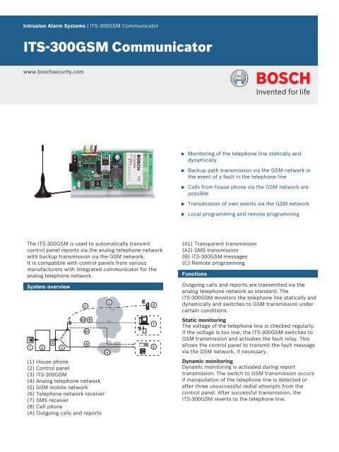 ITS-300GSM Communicator - Bosch Security Systems