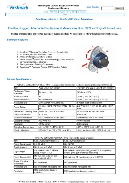 Data Sheet - Series L Ultra-Small Position Transducer - prodynamics