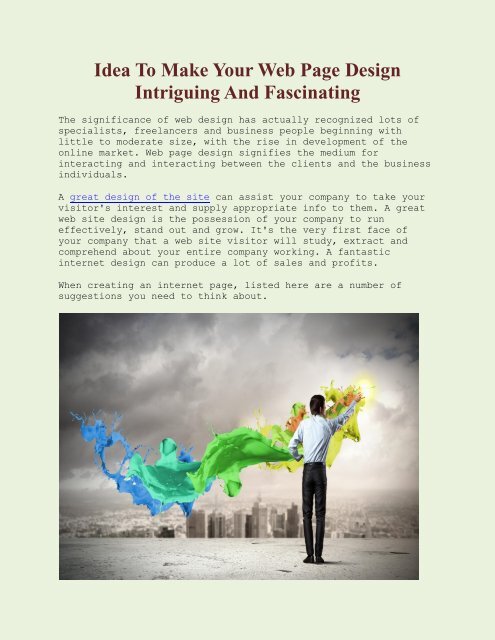 Idea To Make Your Web Page Design Intriguing And Fascinating