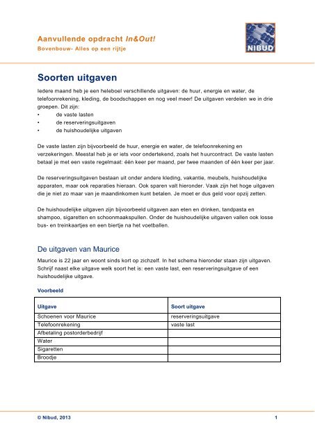 Soorten uitgaven - Nibud