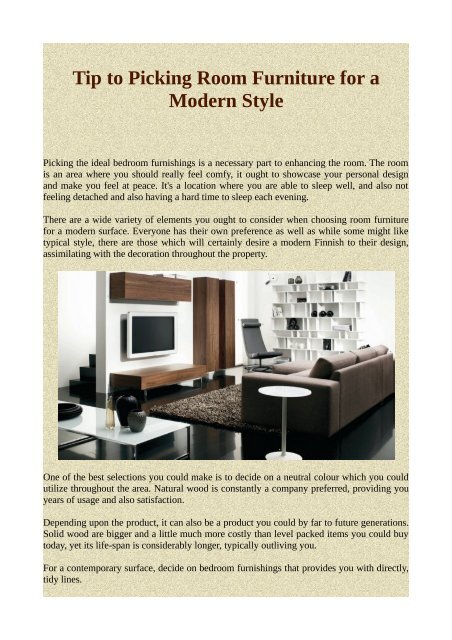 Tip to Picking Room Furniture for a Modern Style