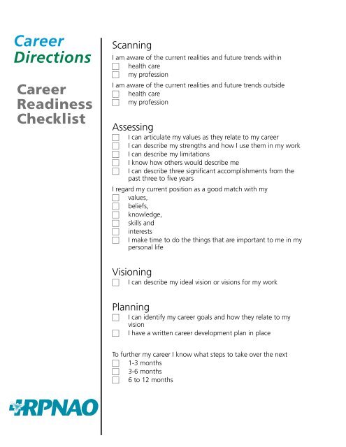 Career Readiness Checklist - RPNAO