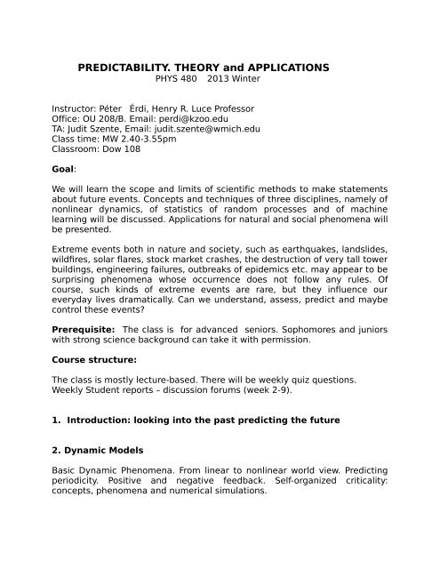 PREDICTABILITY. THEORY and APPLICATIONS