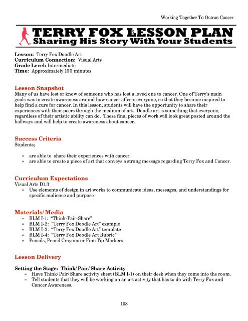 Visual Arts: Terry Fox Doodle Art - Terry Fox Foundation