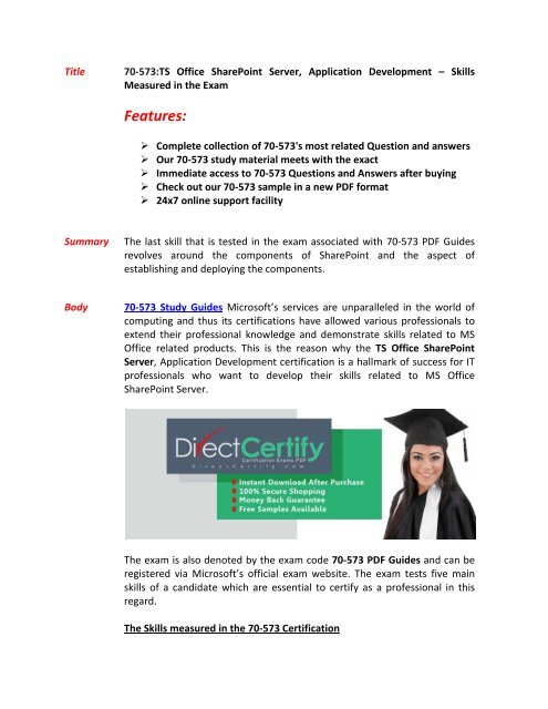 70-573 Exam Questions & Answers