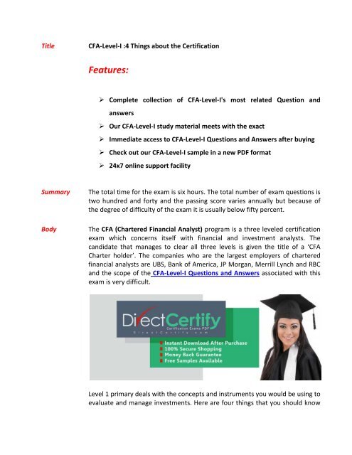 CFA-Level-I Exam Questions & Answers