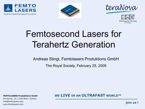 Femtosecond Lasers for Terahertz Generation
