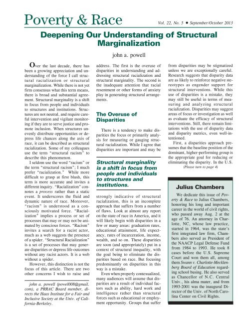 Structural Marginalization - Poverty & Race Research Action Council