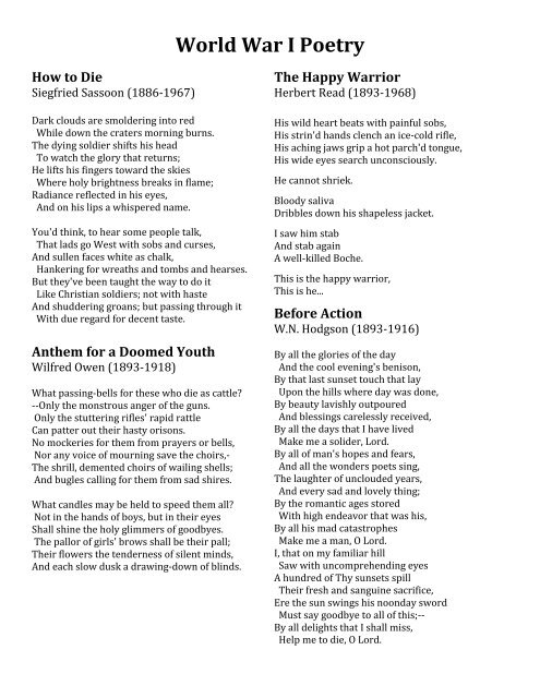 World War I Poetry