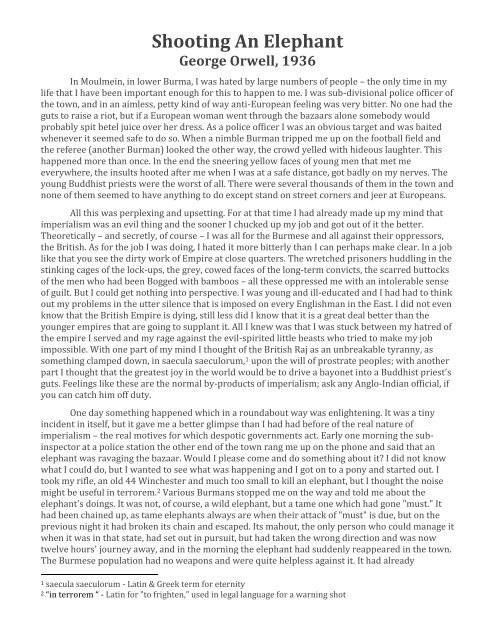 Shooting An Elephant