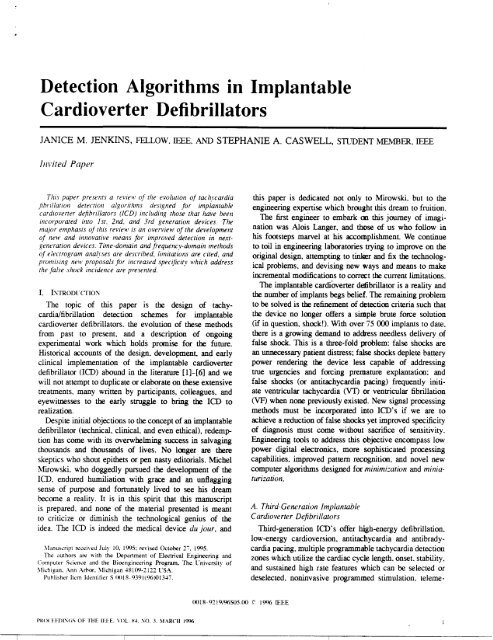 [5] Detection Algorithms In Implantable Cardioverter Defibrillators