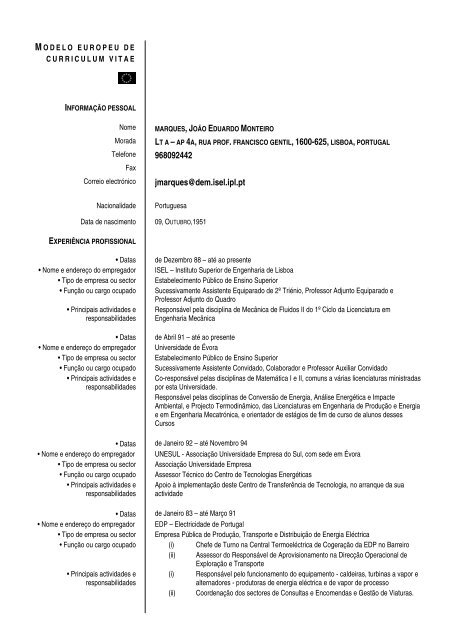 Curriculum Vitae - ISEL