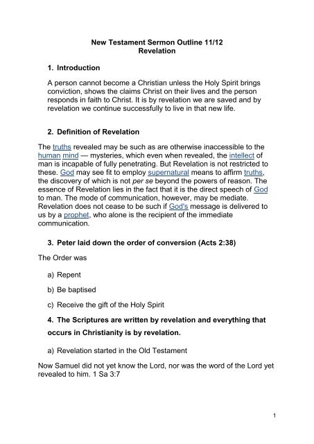 New Testament Sermon Outline 11/12 Revelation ... - Carr, Anthony J.
