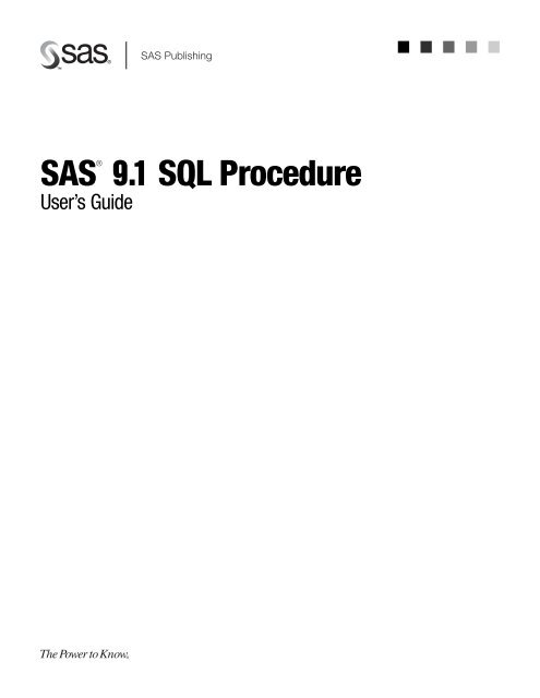 Sas 9 1 Sql Procedure User S Guide