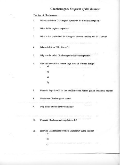 Charlemagne worksheet