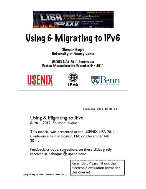 Using & Migrating to IPv6 - Huque.COM