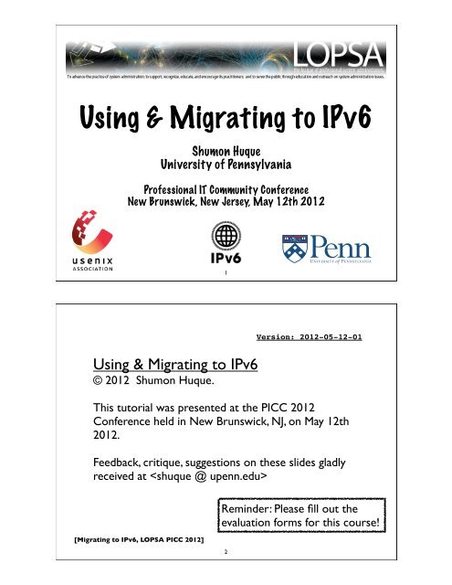 Using & Migrating to IPv6; IPv6 Tutorial - Huque.COM