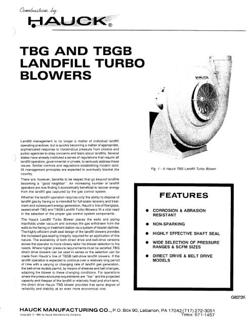TBG AND TBGB LANDFILL TURBO BLOWERS - Hauck Manufacturing