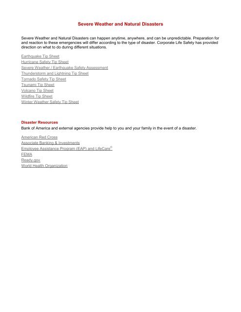 Severe Weather and Natural Disasters