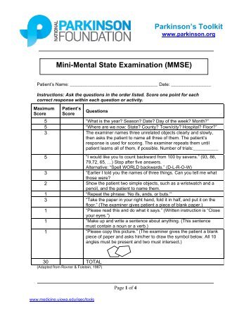 The Mini Mental State Examination (MMSE) - KyForward.com