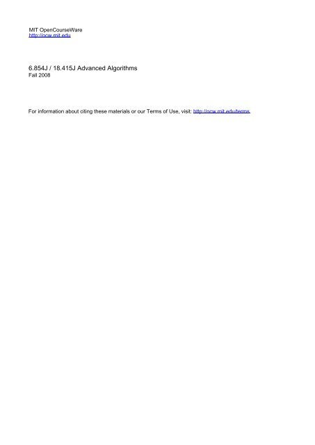 6.854J / 18.415J Advanced Algorithms - MIT OpenCourseWare