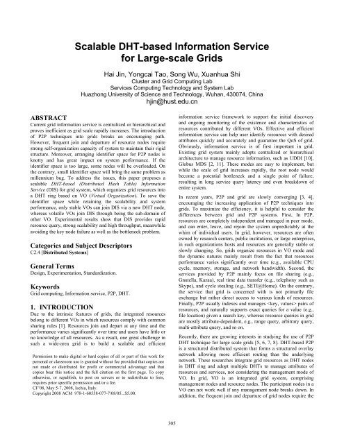 Scalable DHT-based Information Service for Large-scale Grids