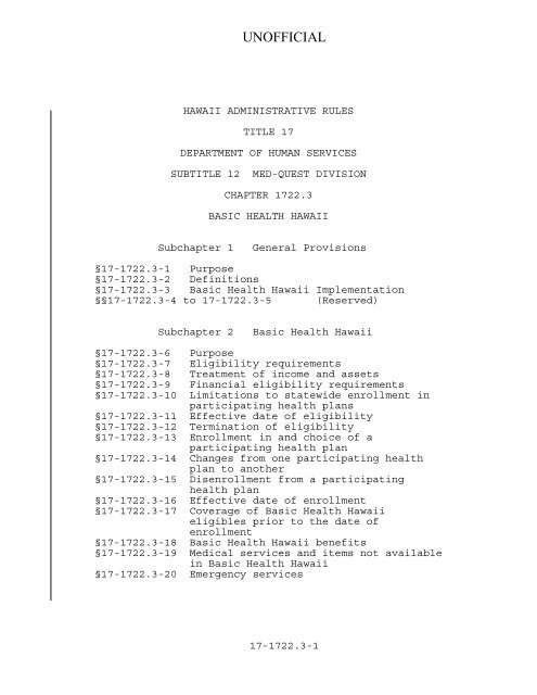 HAWAII ADMINISTRATIVE RULES