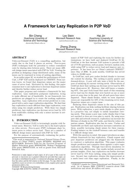 A Framework for Lazy Replication in P2P VoD