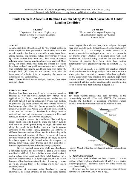 Finite Element Analysis of Bamboo Column Along With Steel Socket ...