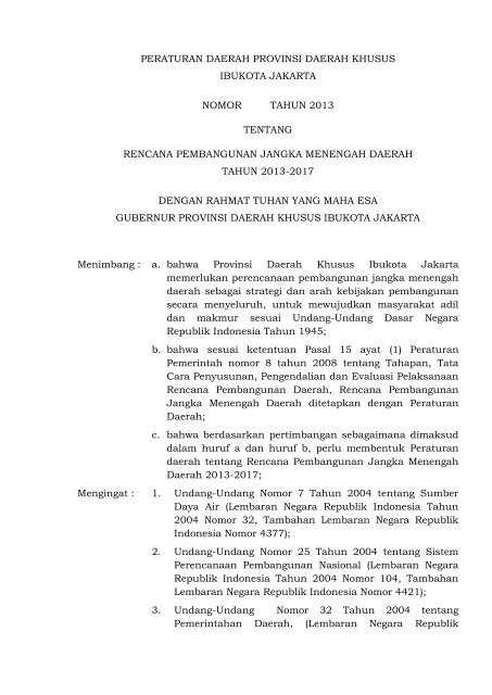 raperda rpjpd provinsi dki jakarta - Pusat Informasi Perencanaan ...