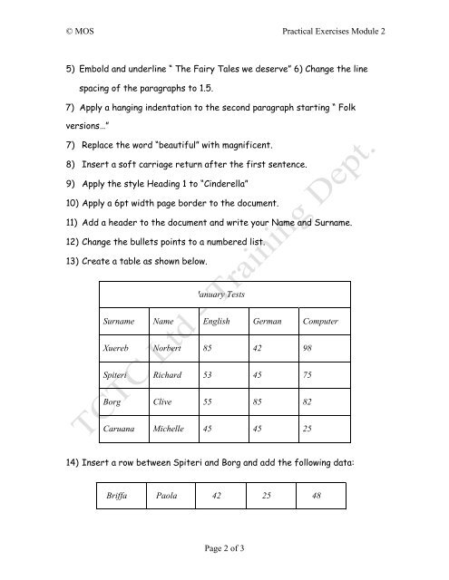 © MOS Practical Exercise