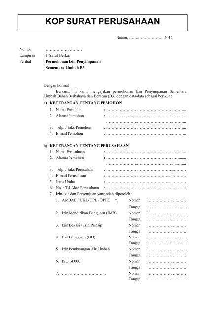 form permohonan izin tps - SKPD Pemerintah Kota Batam