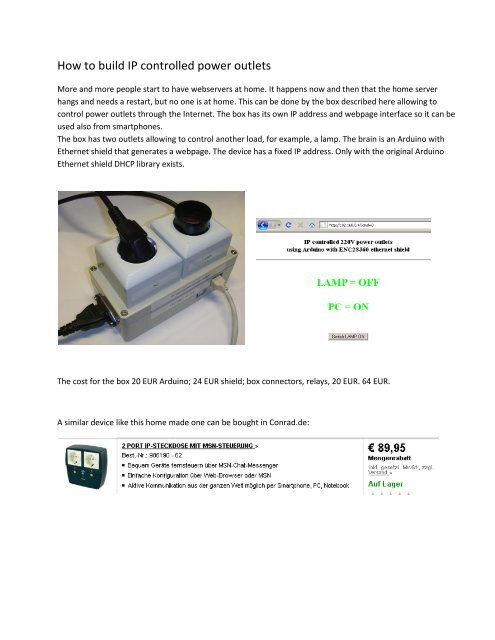 How to build IP controlled power outlets