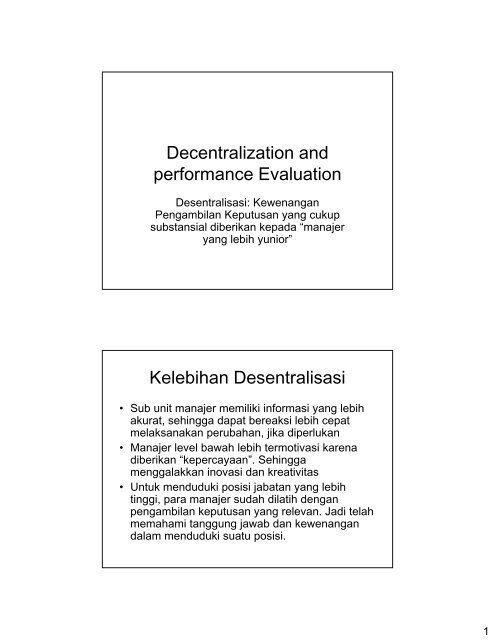Decentralization and performance Evaluation Kelebihan ... Decentralization and performance Evaluation Kelebihan ...