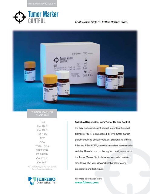 Tumor Marker Control Specification Sheet - Fujirebio Diagnostics, Inc.