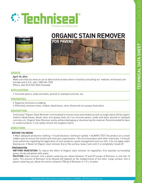 ORGANIC STAIN REMOVER - Techniseal
