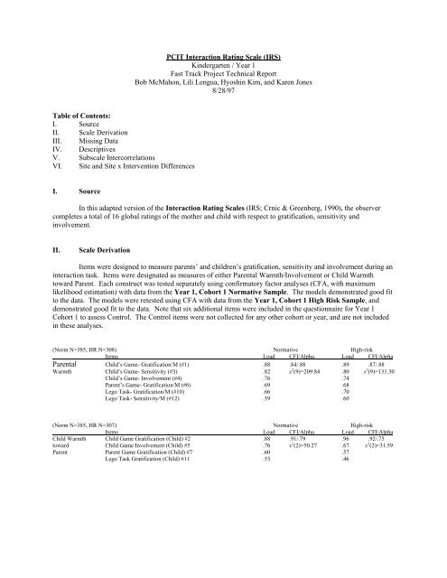 PCIT Interaction Rating Scale (IRS ... - Fast Track Project