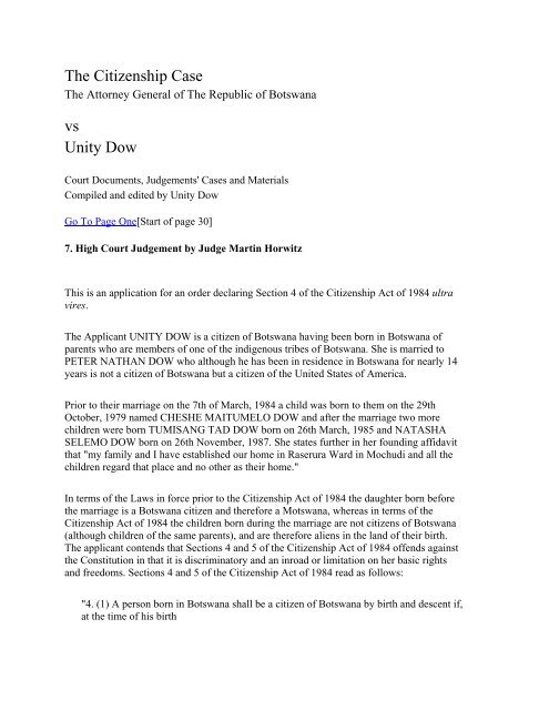 Attorney General v. Unity Dow - Cornell University